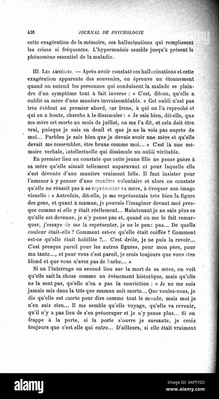 This work by Pierre Janet explores how the dissociation between memory ...