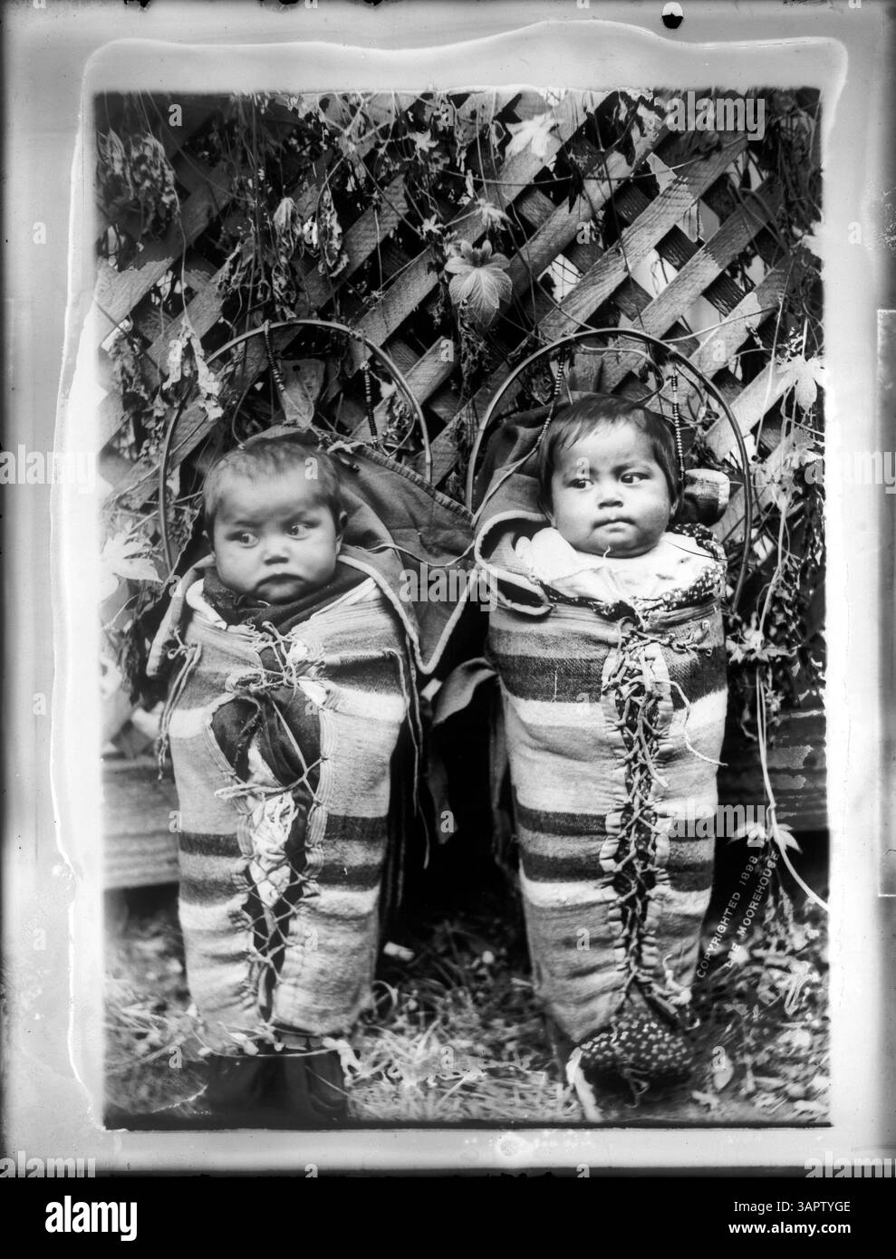 This photograph by Lee Moorhouse shows the Cayuse twins, members of the ...