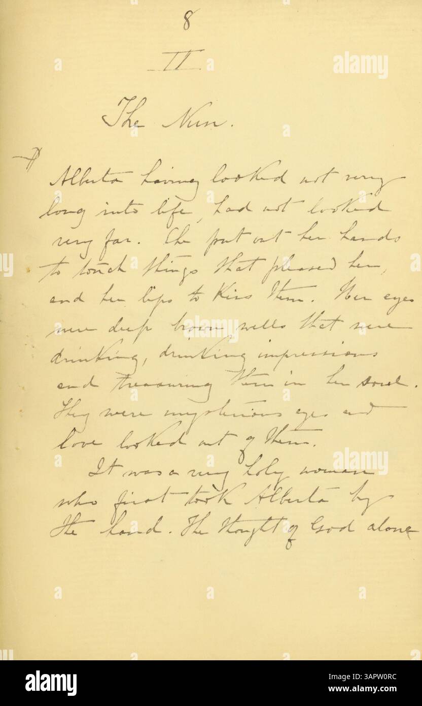 The original manuscript of Kate Chopin's short story, 'Two Portraits ...