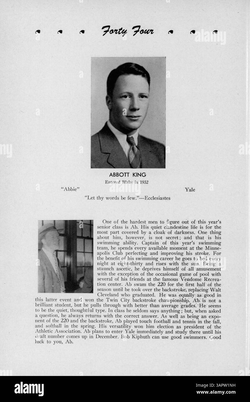 The 1944 Blake Yearbook, Call-O'-Pan, documents the events, students ...