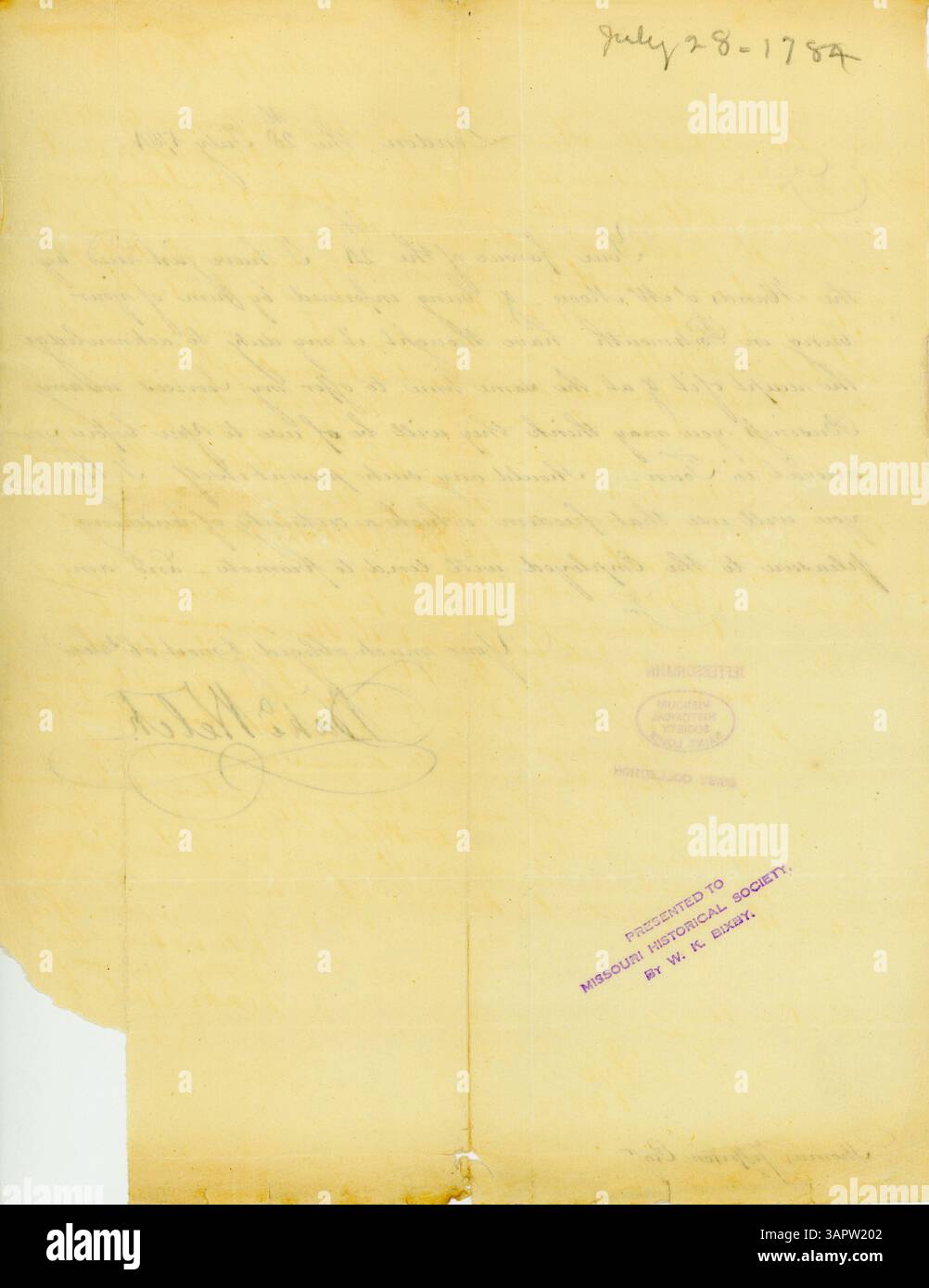 This letter from Wake Welch in London, dated July 28, 1784 ...