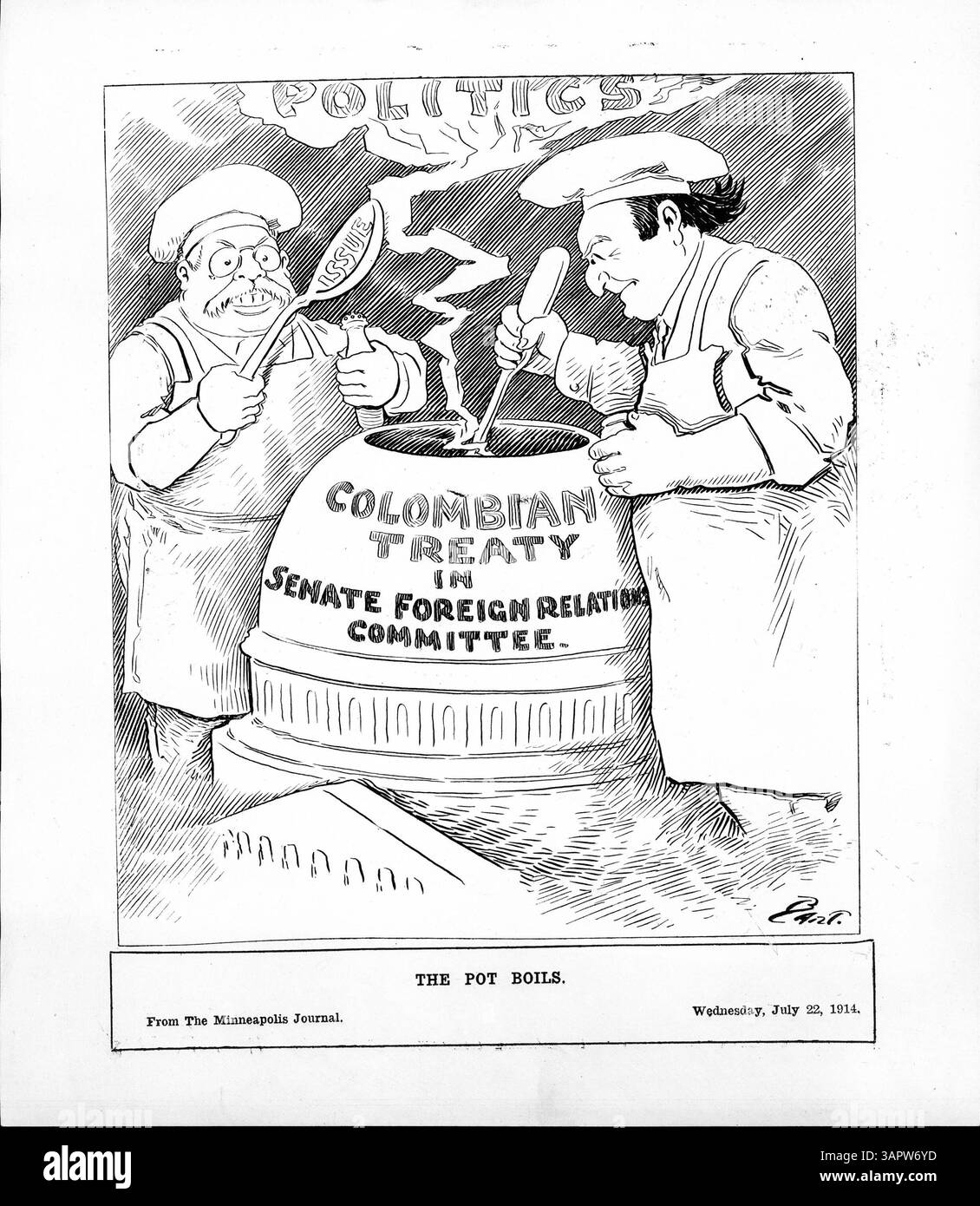 A political cartoon illustrates the heated dispute between William ...