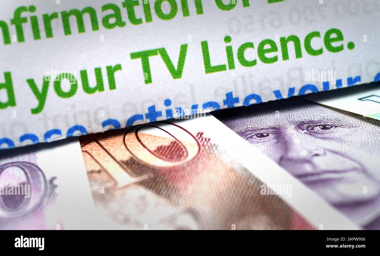 TV LICENCE LETTER WITH BRITISH BANKNOTES RE TELEVISION PROGRAMMES COSTS ...
