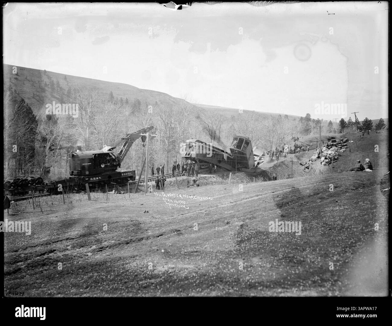 This photograph by Lee Moorhouse shows the wreck of engine no. 215 of ...
