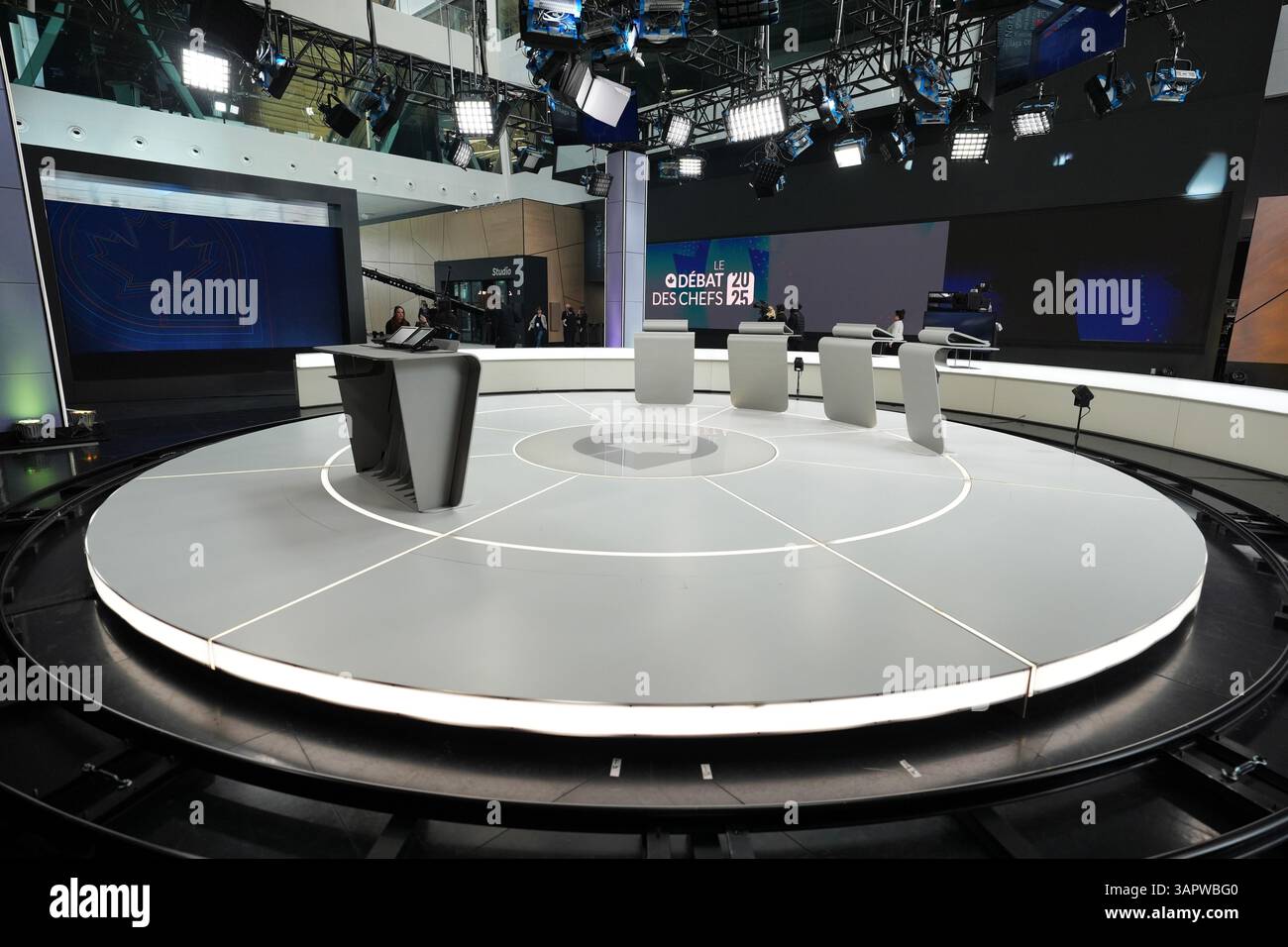 Montreal, Canada. 16th Apr, 2025. The set of the French-language ...