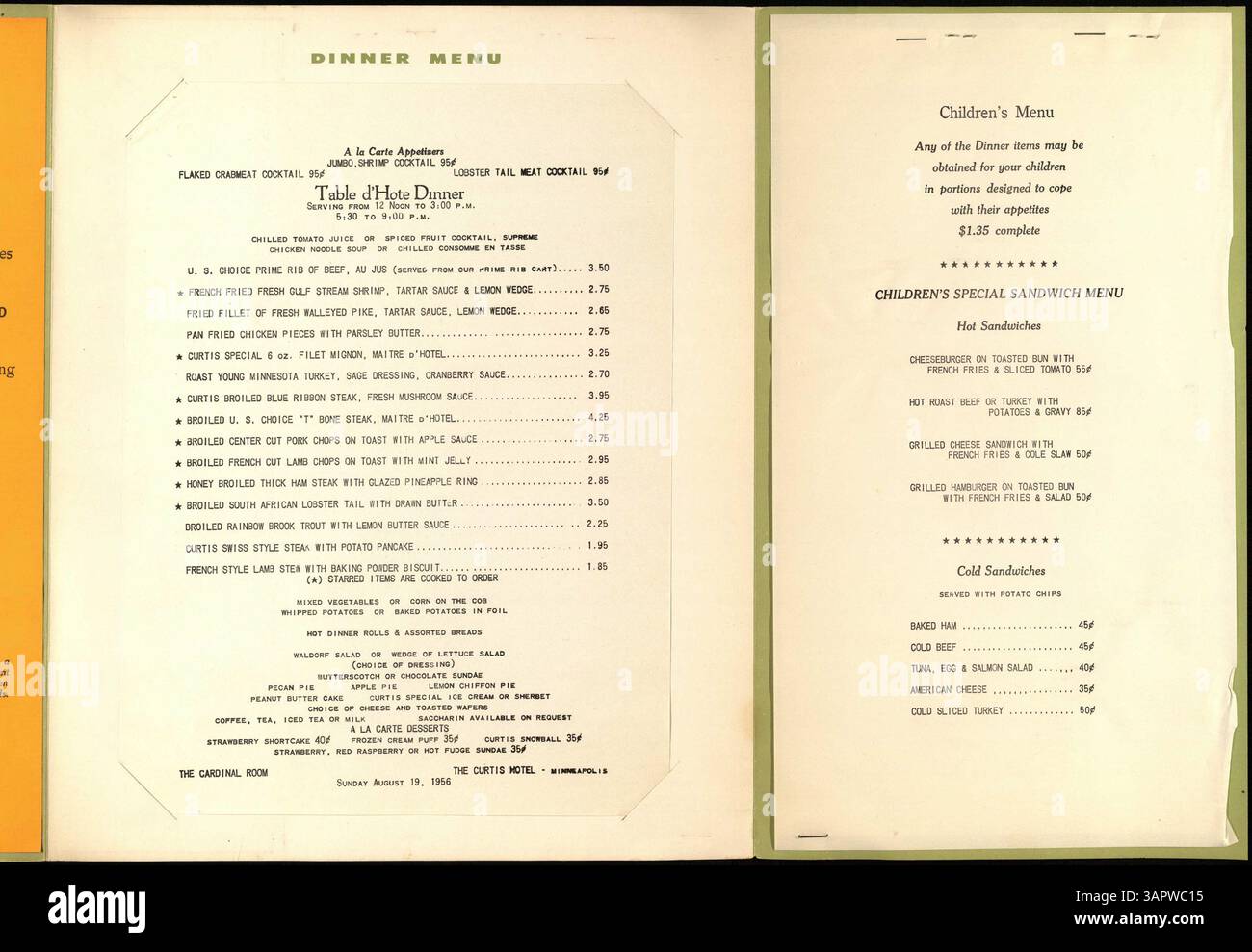 The Cardinal Room Menu features a tri-fold design with a grid pattern ...