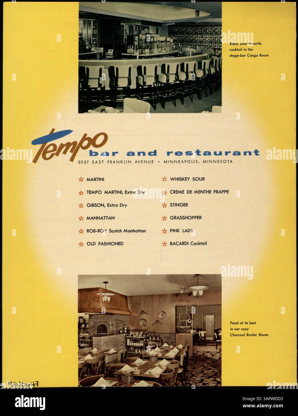 The Tempo Bar and Restaurant menu features a bi-fold layout, with a ...