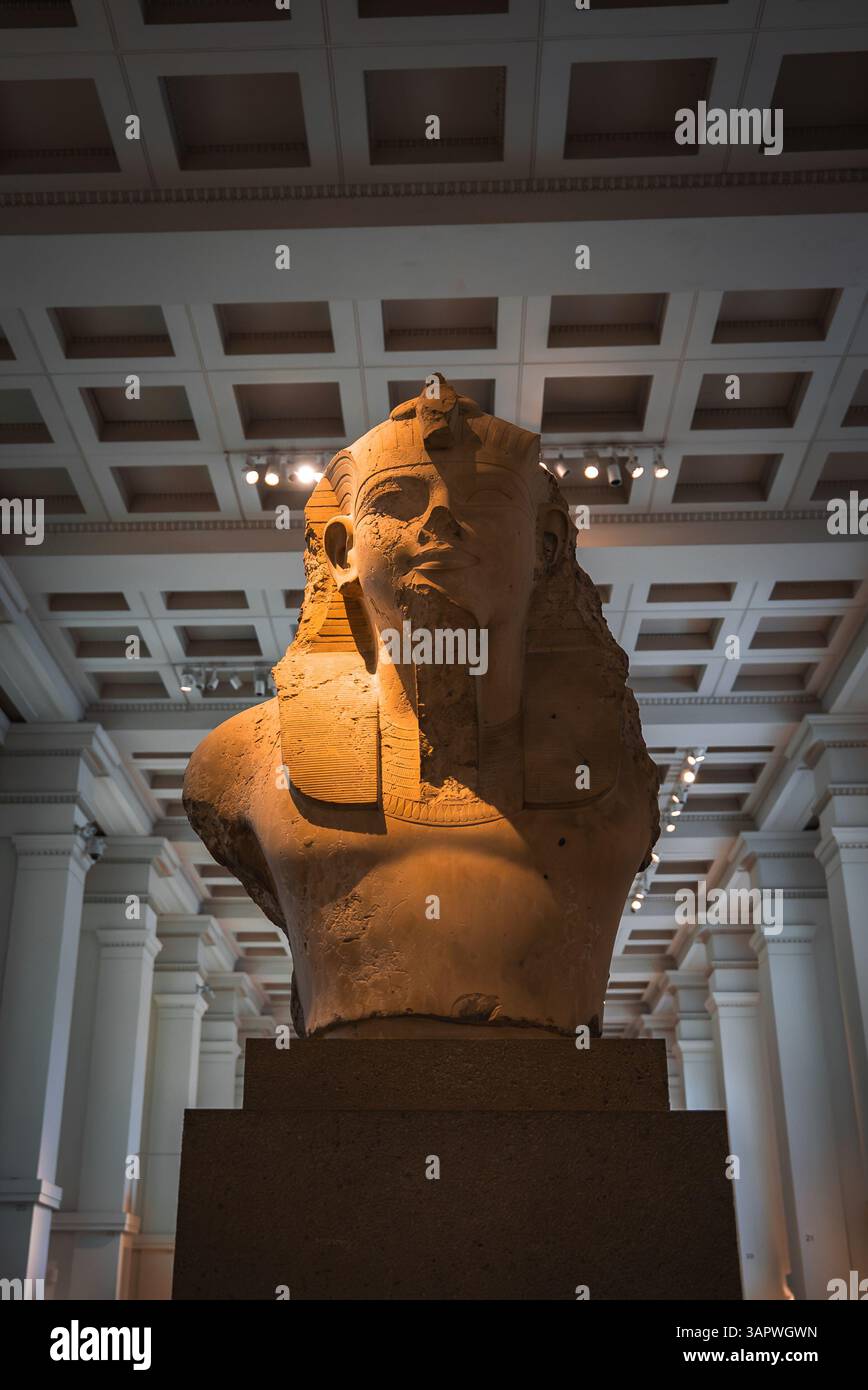 Ancient Egyptian Pharaoh Statue in the British Museum, London Stock ...