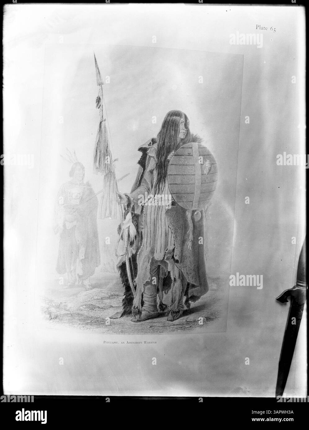 This copy negative captures Pitetapiu, an Assiniboin warrior, offering ...