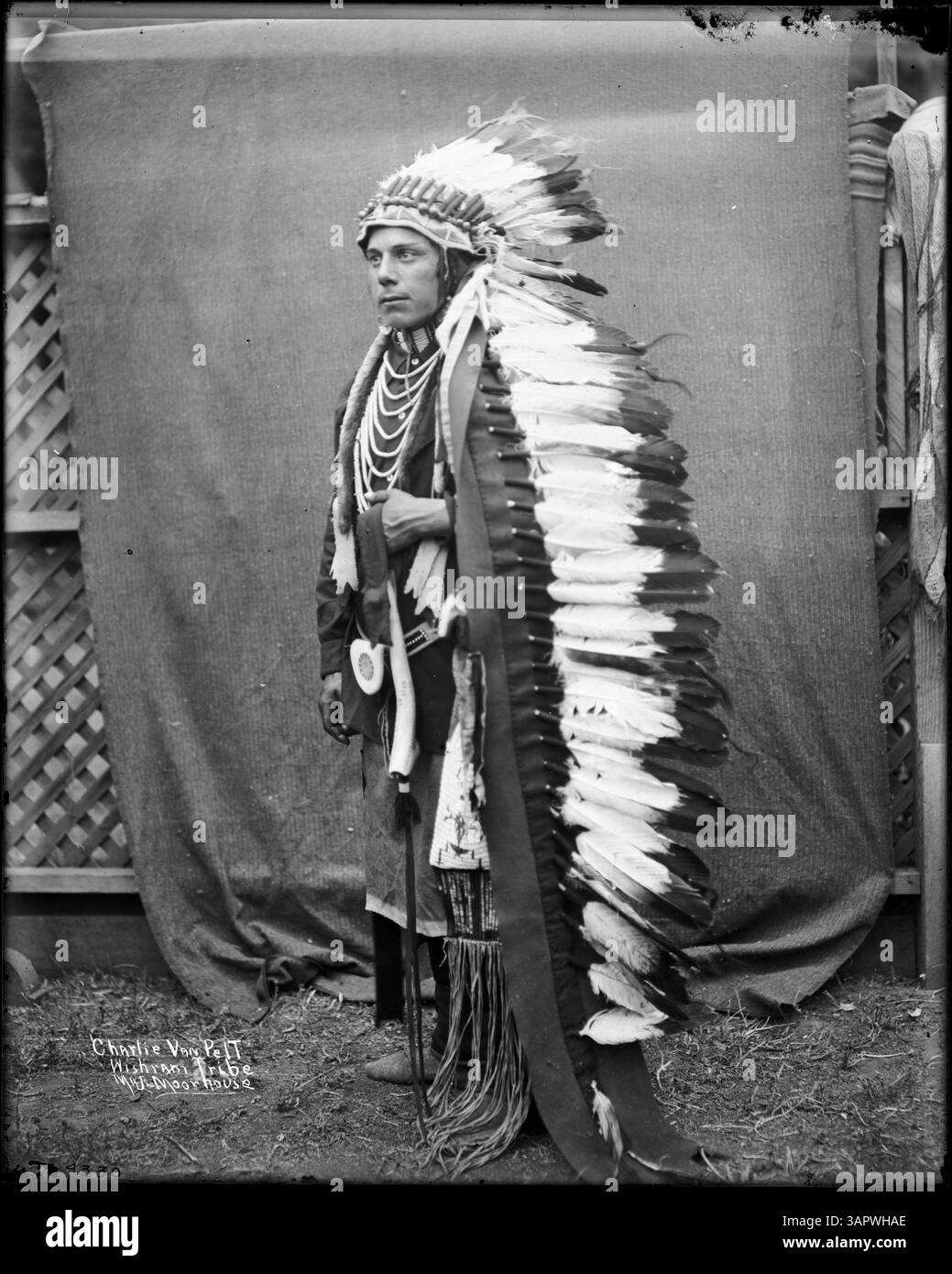 This photograph shows Charlie Van Pelt, a Wishram tribal man, dressed ...