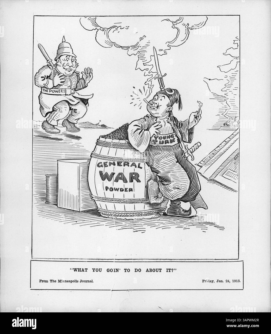 A political cartoon from the Minneapolis Morning Tribune depicts a ...