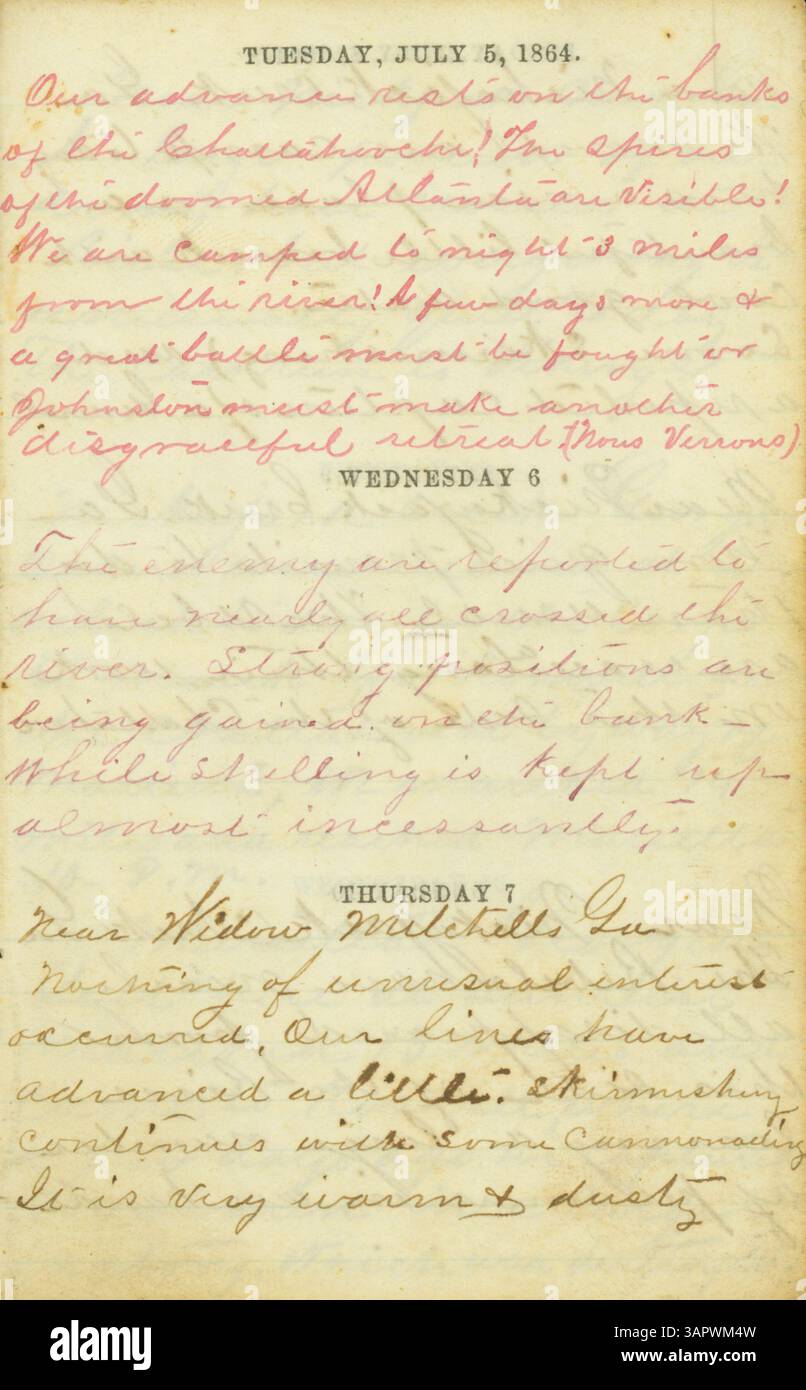 John T. Clarke’s pocket diary, written between May and August 1864 ...