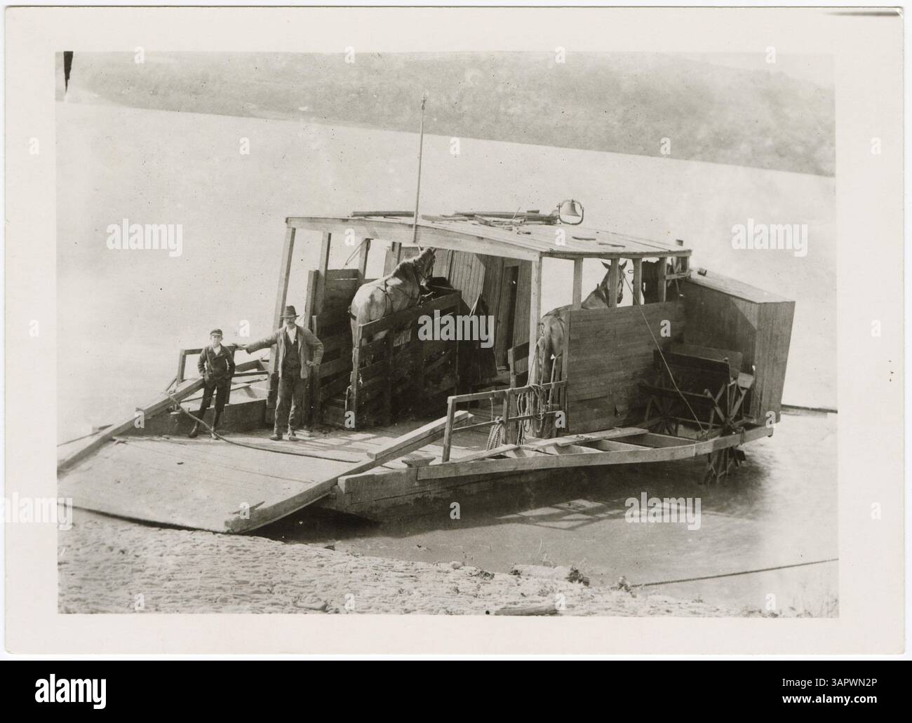 A black and white photograph from around 1895 shows a horse-powered ...