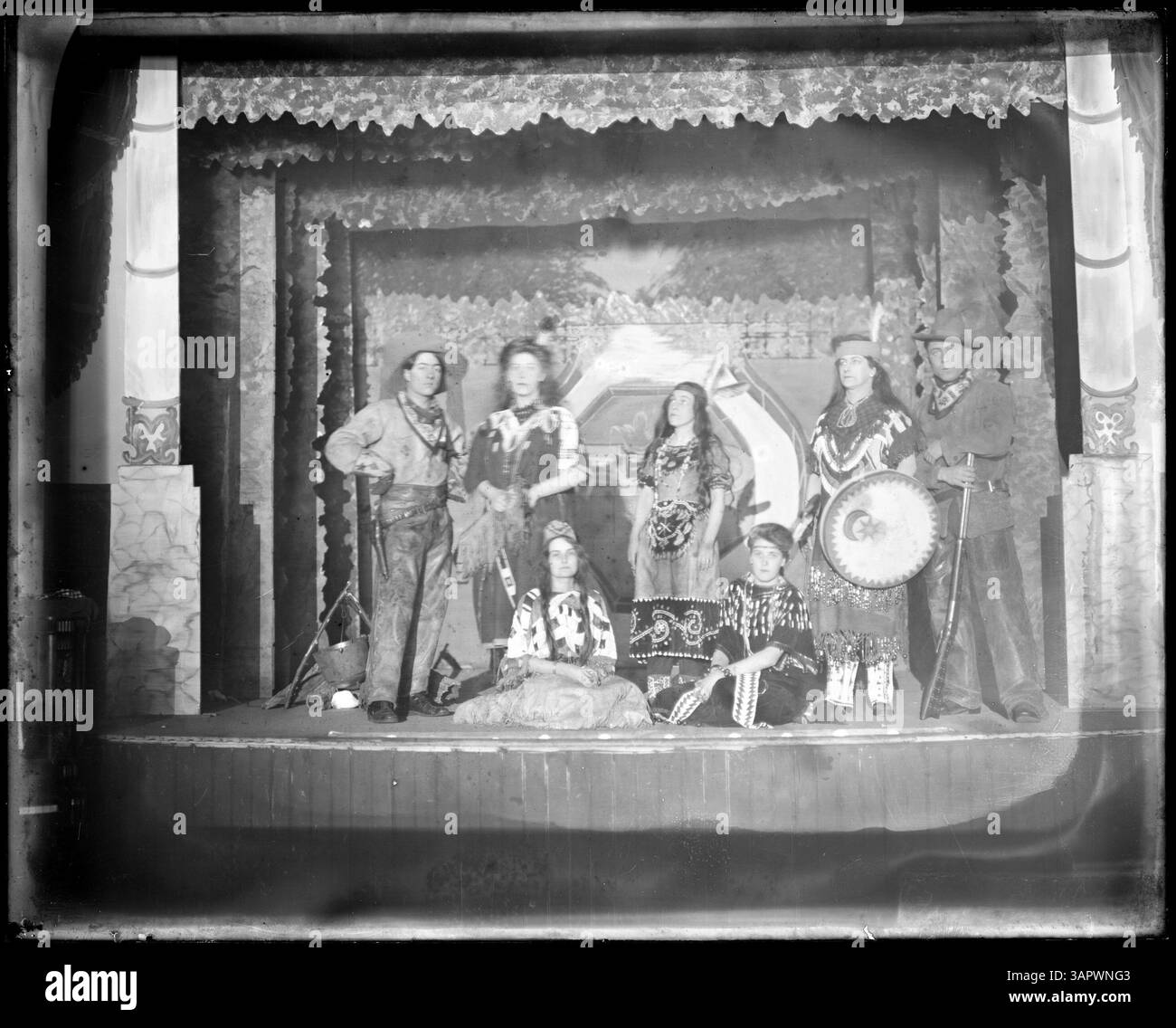 A tableau photograph by Lee Moorhouse, showing cowboys and women ...