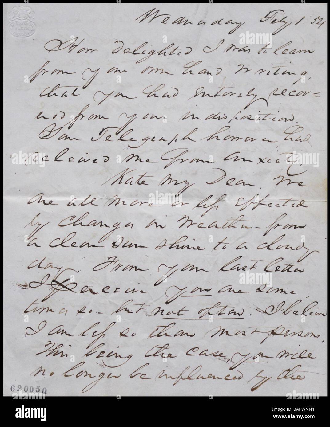 A letter from William Morrison to Kate Swinney, dated February 1, 1854 ...