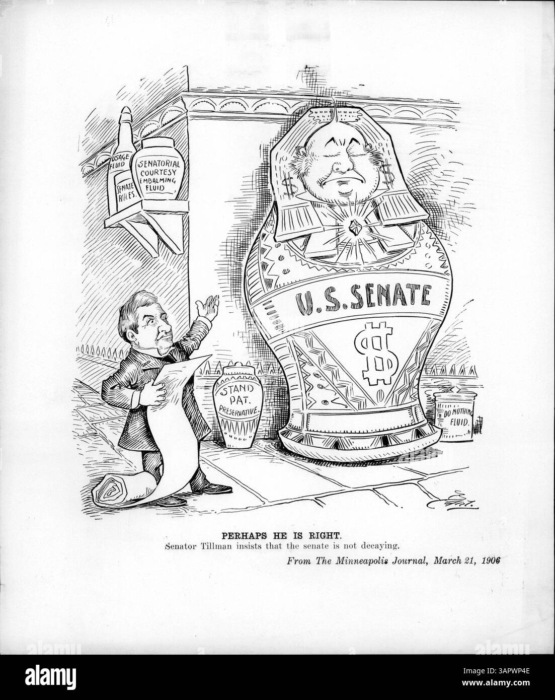 The illustration features Senator Tillman gesturing towards a mummified ...