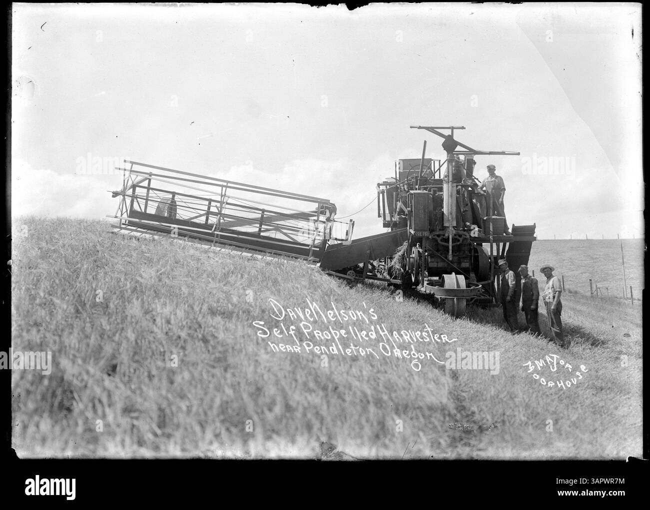 Photograph of Dave Nelson's self-propelled Holt harvester, taken near ...