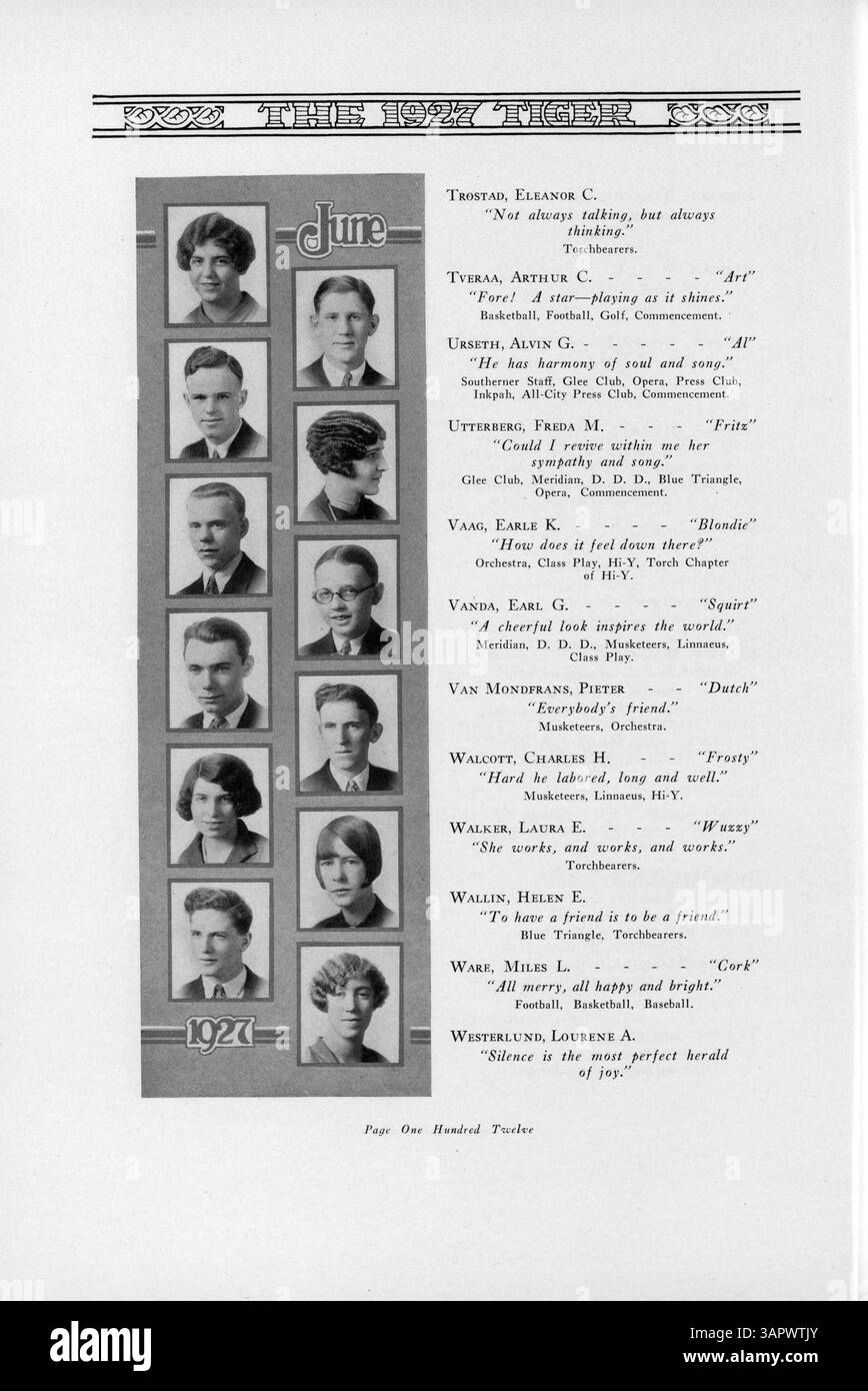 The 'Tiger 1927' yearbook from South High School documents student life ...