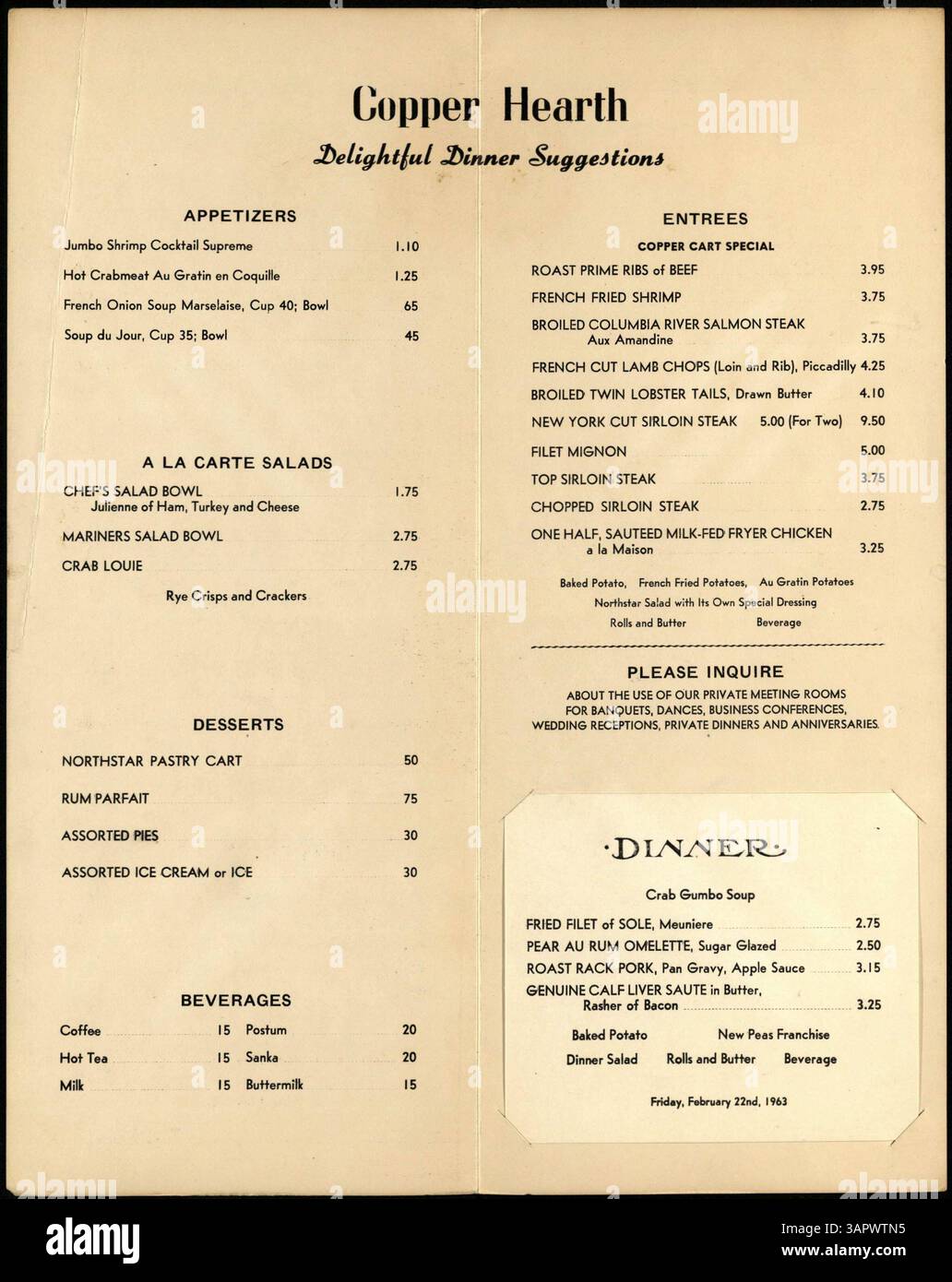 This Copper Hearth Menu features a bi-fold design with a metallic ...