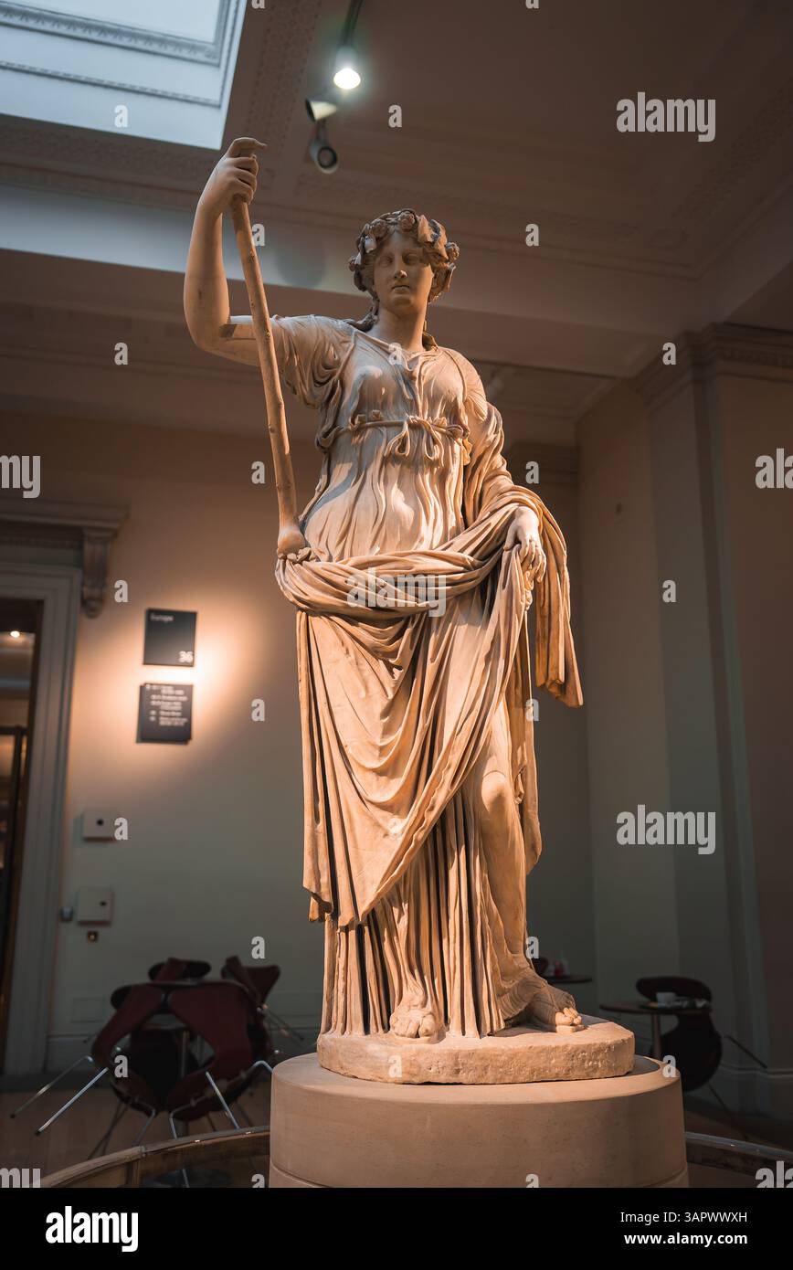Classical Marble Statue of Draped Female Figure in London Museum Stock ...