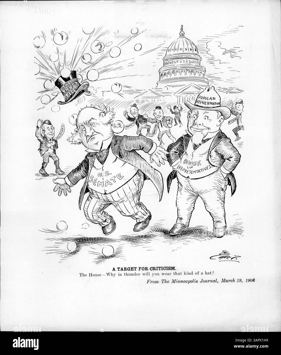 The cartoon A Target For Criticism depicts the U.S. Senate being ...