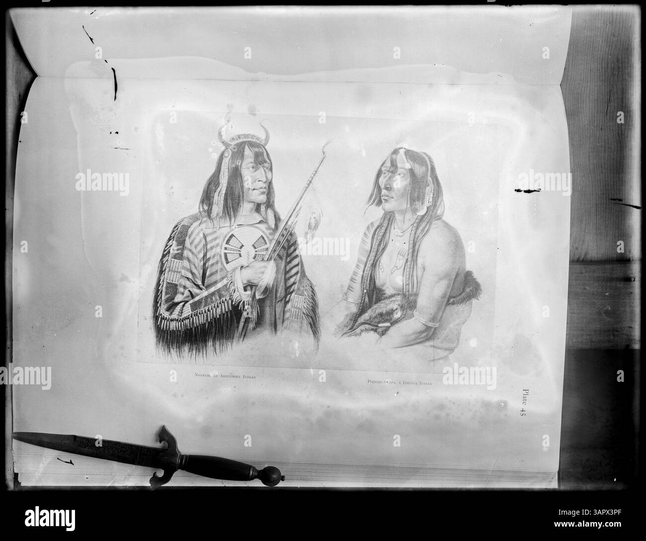 A copy negative photograph by Lee Moorhouse, depicting an Assiniboine ...