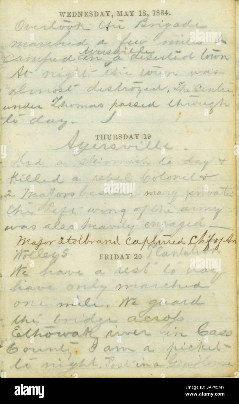 This pocket diary by John T. Clarke, covering May-August 1864, details ...