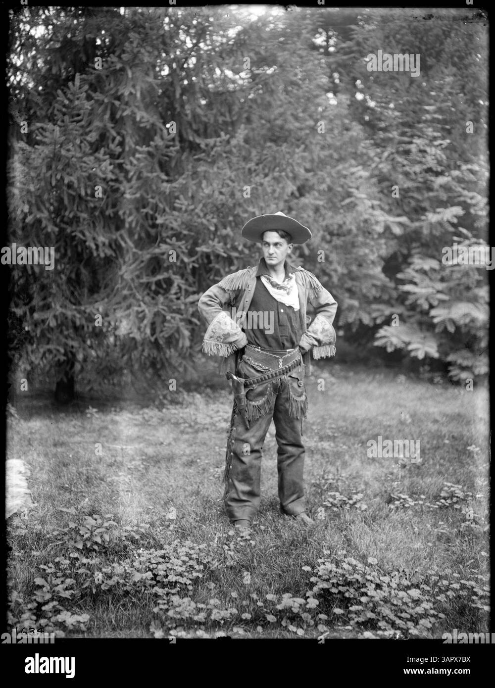 This photograph features E.D. Weaver, a cowboy, in various poses ...