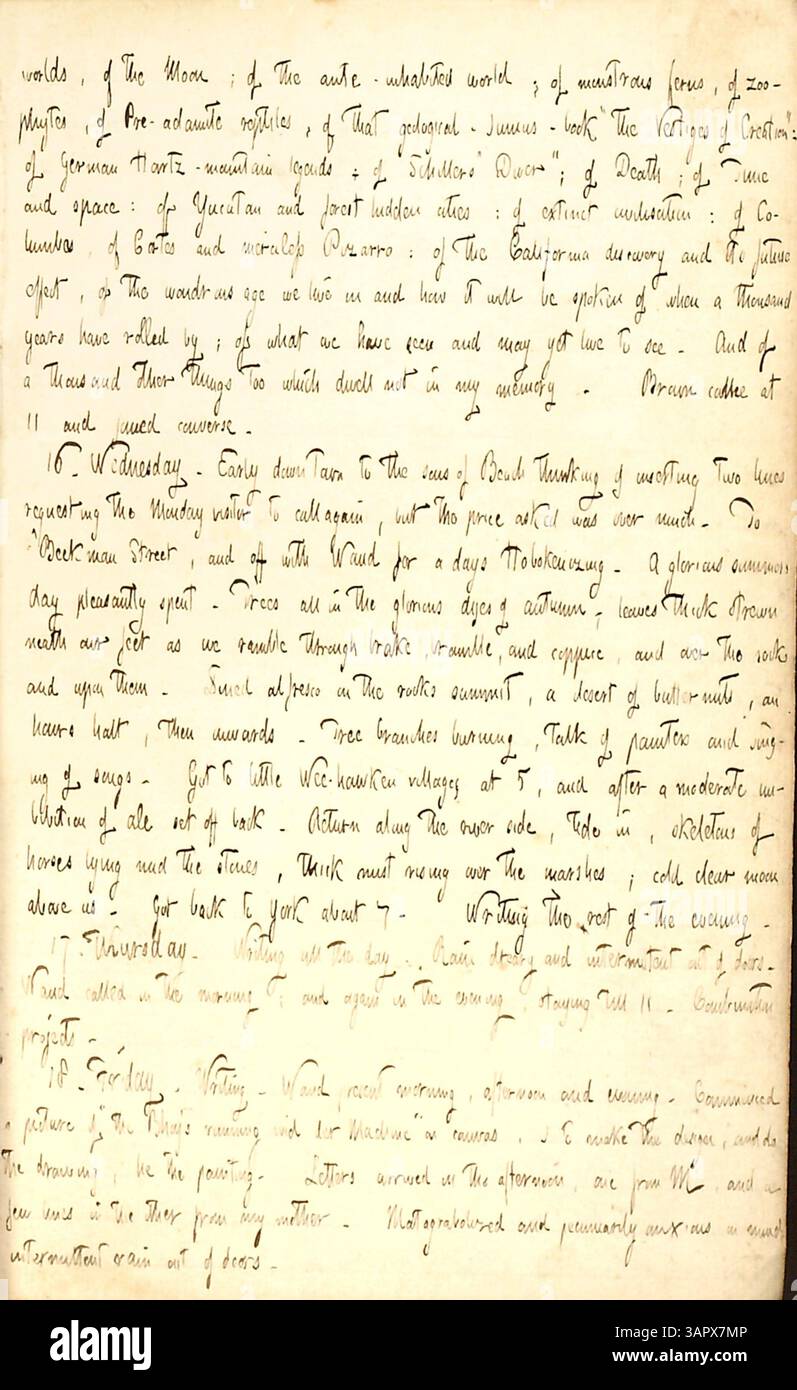 Entry from October 15-16, 1850, in Thomas Butler Gunn's diary ...