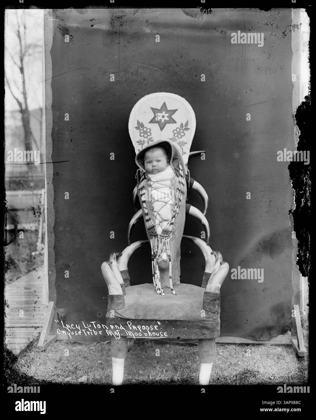 This image shows Lacy Luton's papoose, a Cayuse Indian infant in a ...
