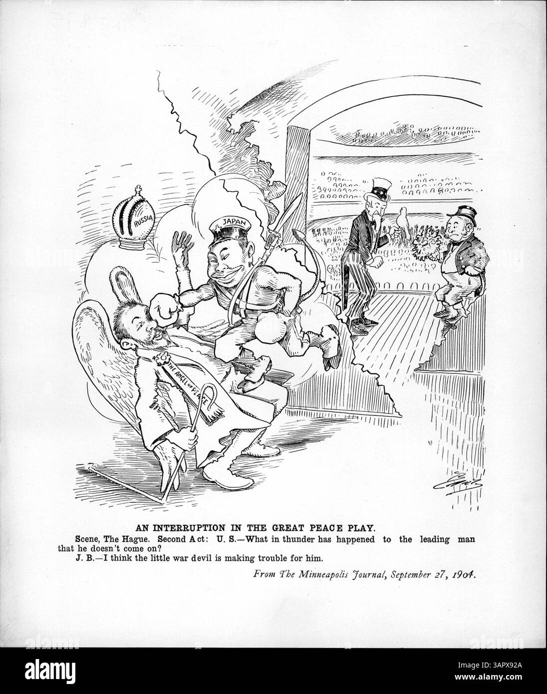 The image captures a satirical scene about international diplomacy ...