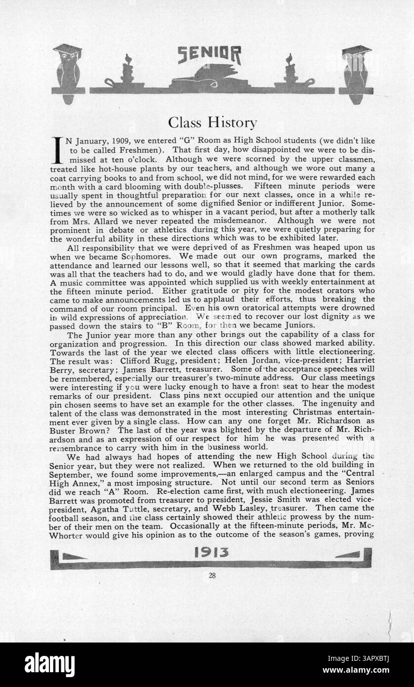 The 1913 'Senior' yearbook from Central High School captures moments ...