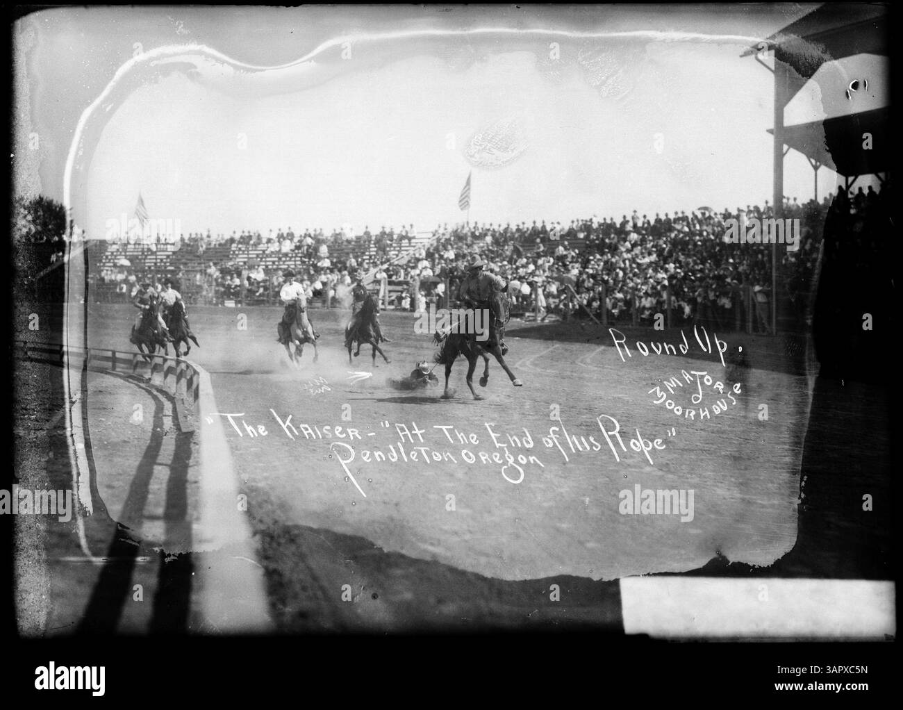Photograph by Lee Moorhouse of stunt riders at the Pendleton Roundup ...