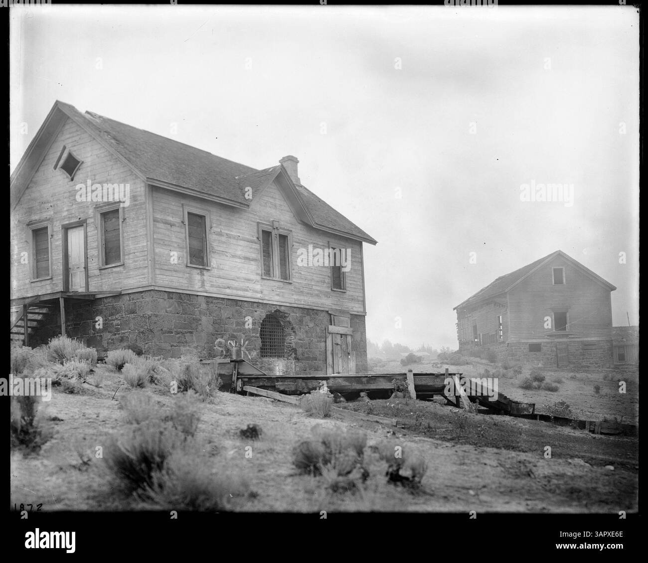 A historic photograph of the guardhouse at Fort Dalles, Oregon ...