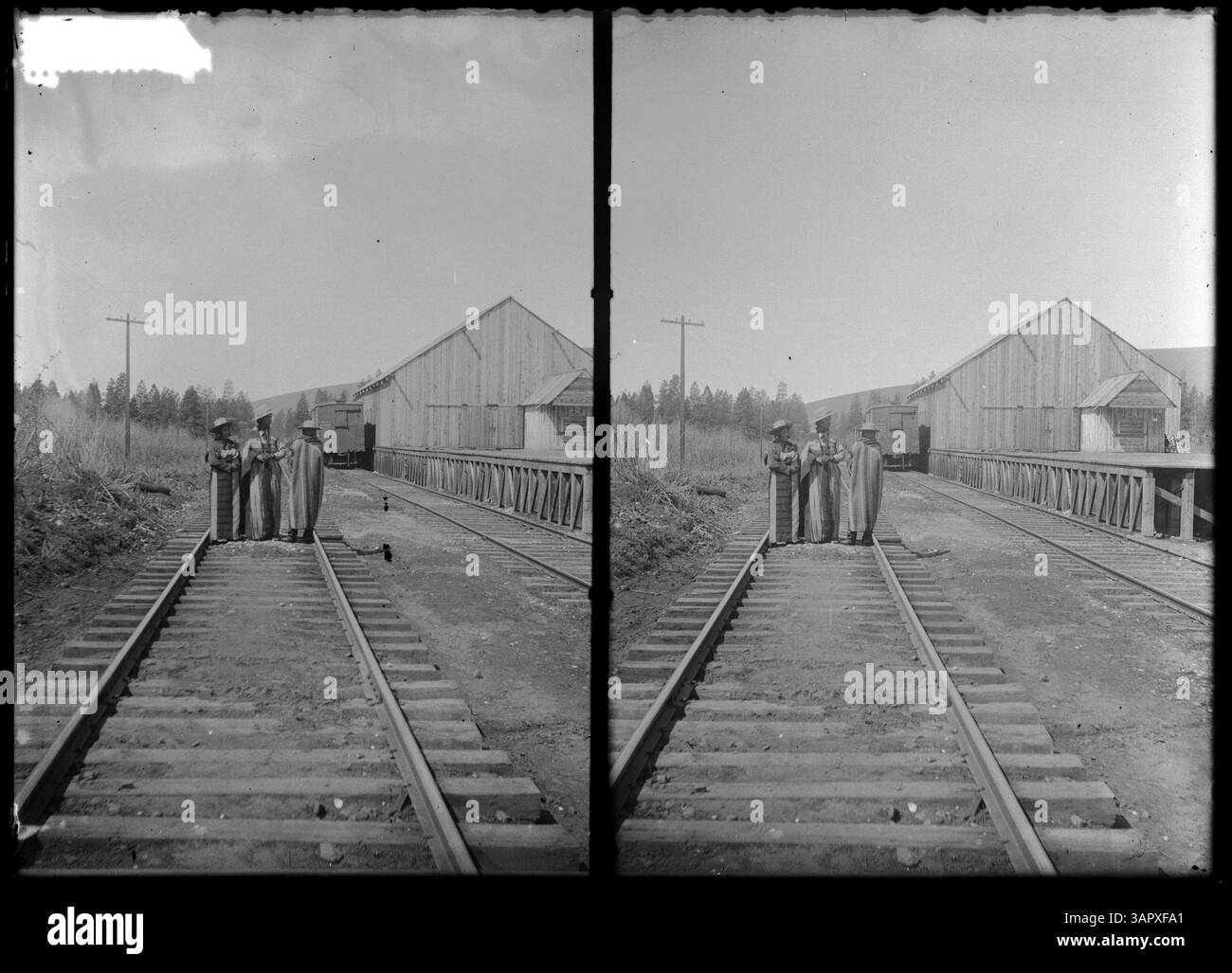 This Lee Moorhouse stereo photograph shows three Native American men on ...