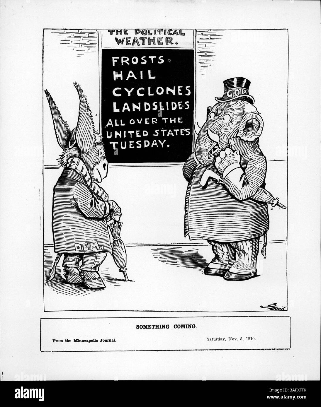 A political cartoon depicts the elephant of the GOP and the donkey of ...