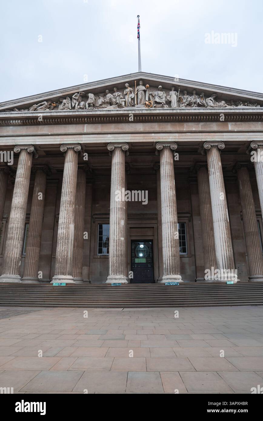 The British Museum Facade with Neoclassical Columns in London Stock ...