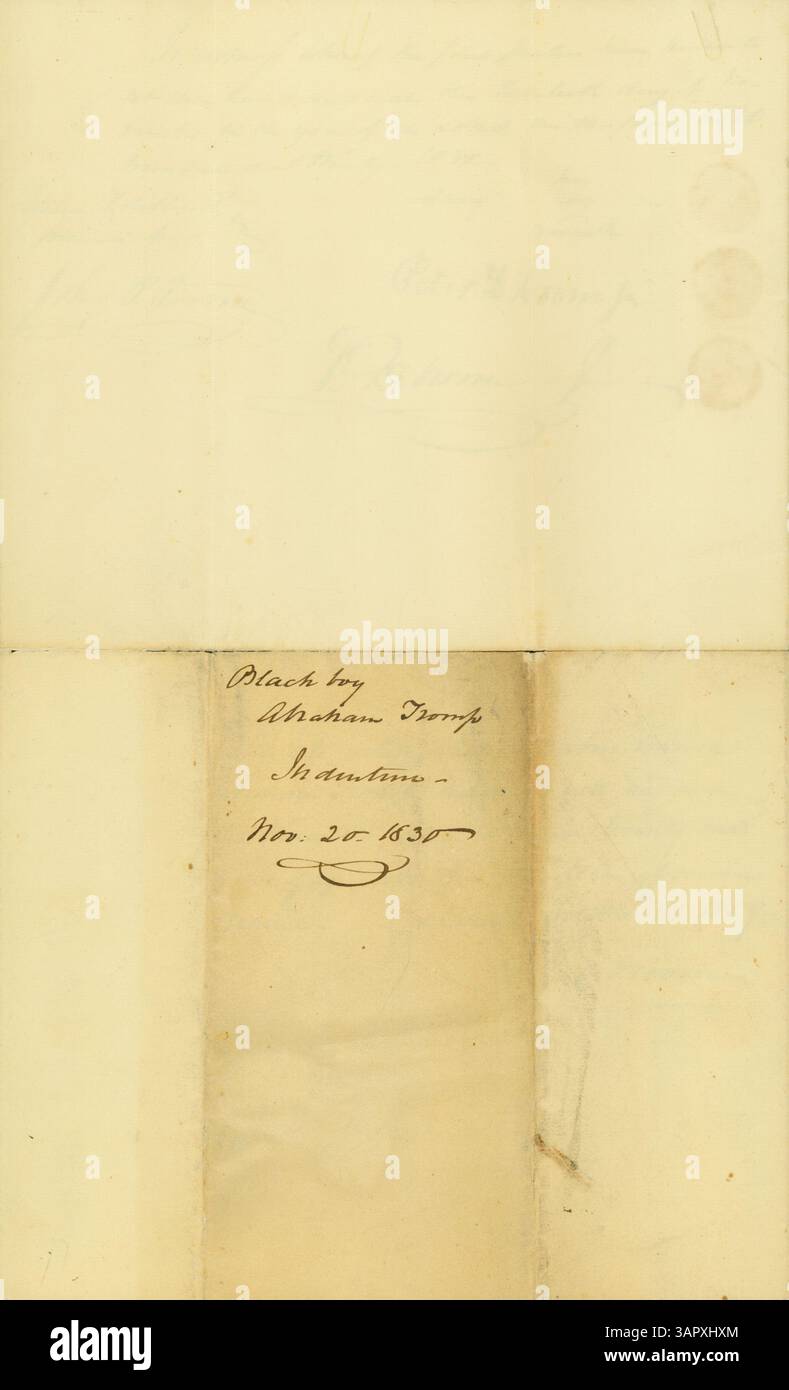 An agreement dated November 20, 1830, between Lucy, Peter D. Vroom, Sr ...