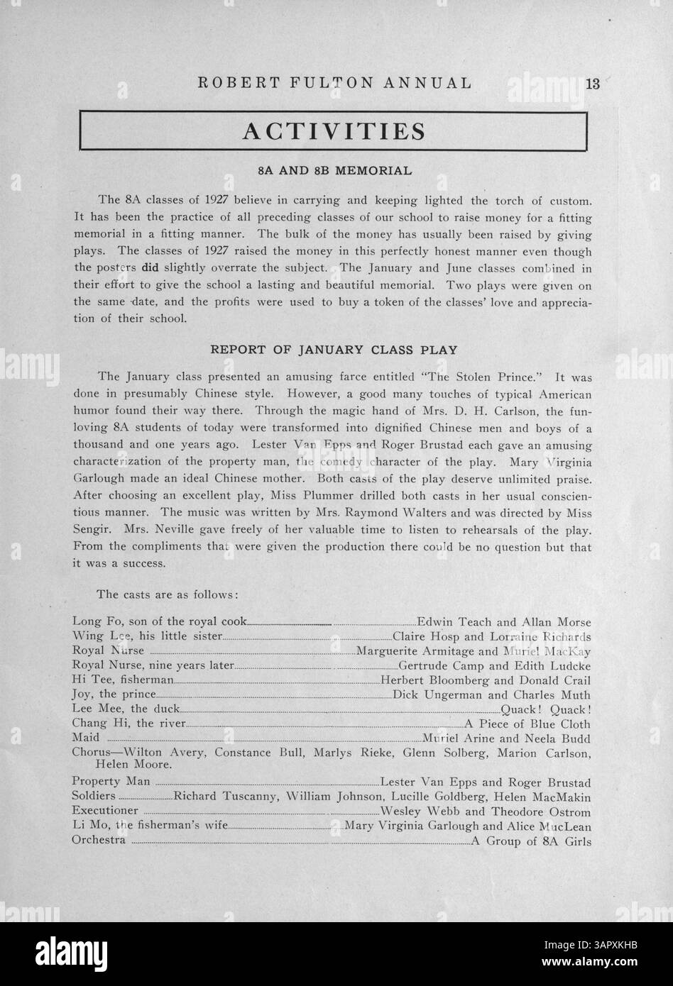 The 1927 'Robert Fulton Annual' from Fulton Elementary School reflects ...