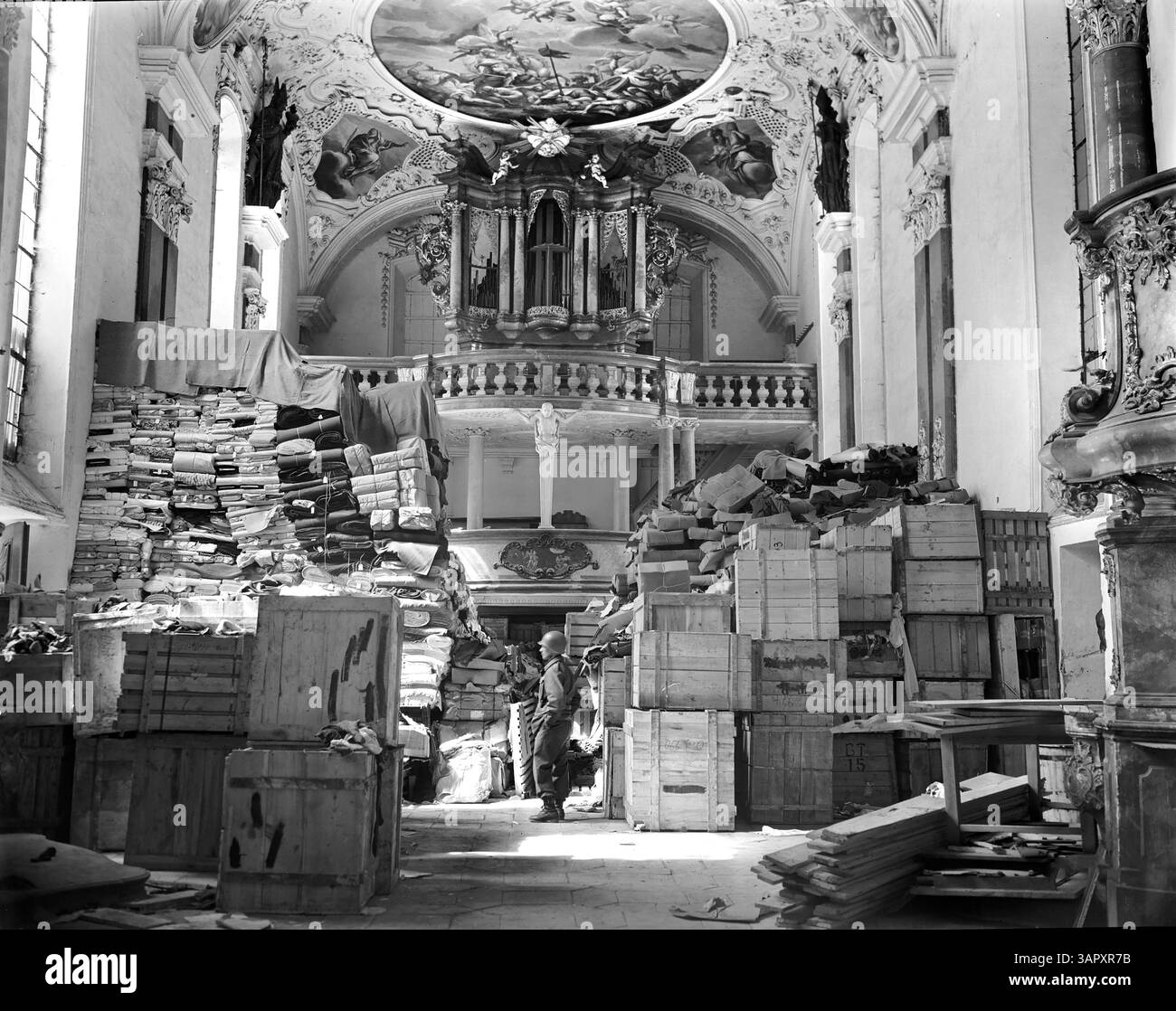 Troops of U.S. Third Army with German loot discovered in church ...