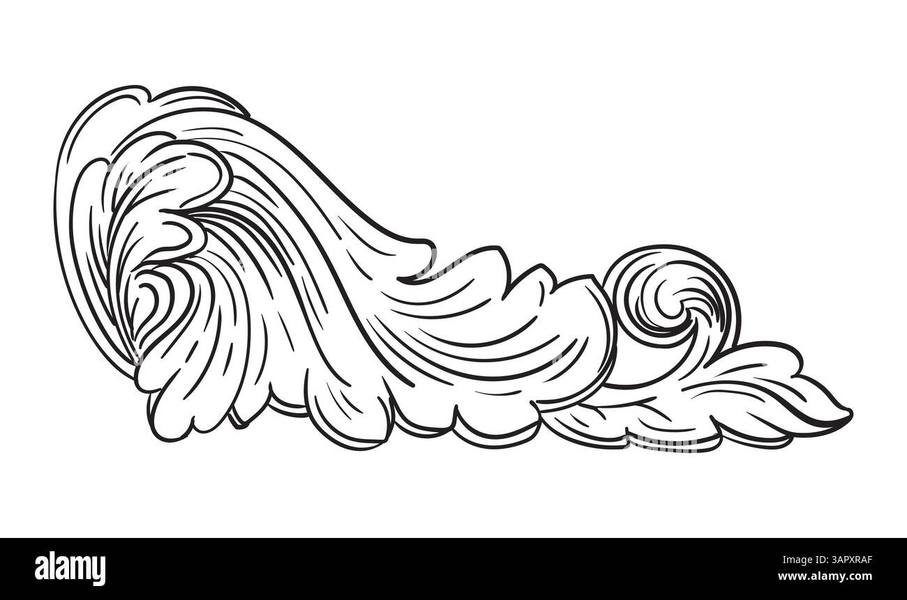 Decorative ornament hand drawing design element. Baroque scroll ornate monogram. Victorian ...