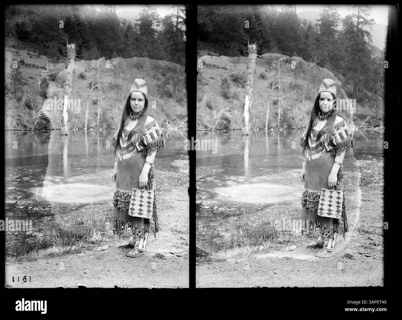 This photograph by Lee Moorhouse shows a tribal girl in regalia, posed ...