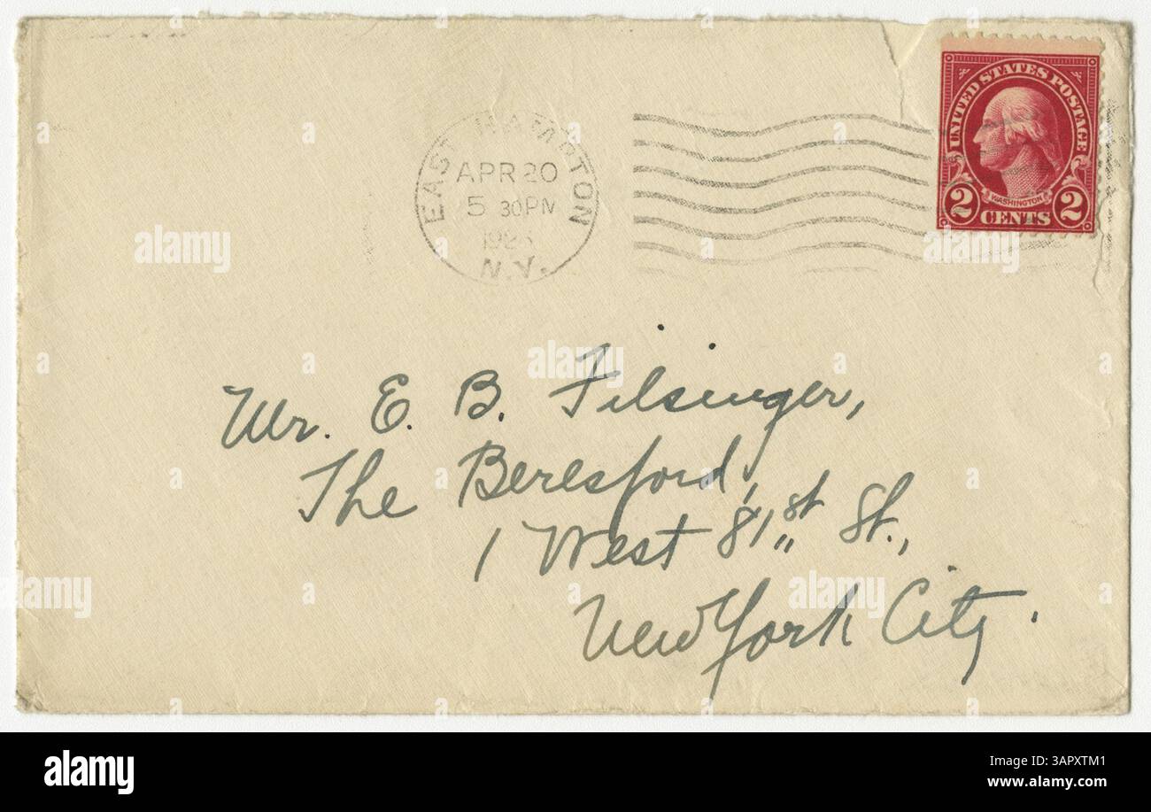A letter from Sara in East Hampton, N.Y., dated April 20, 1926, to ...