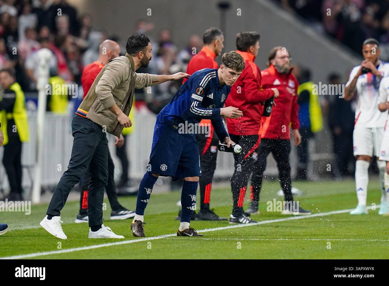 Lyon, France. 10th Apr, 2025. Manchester United Manager Ruben Amorim ...