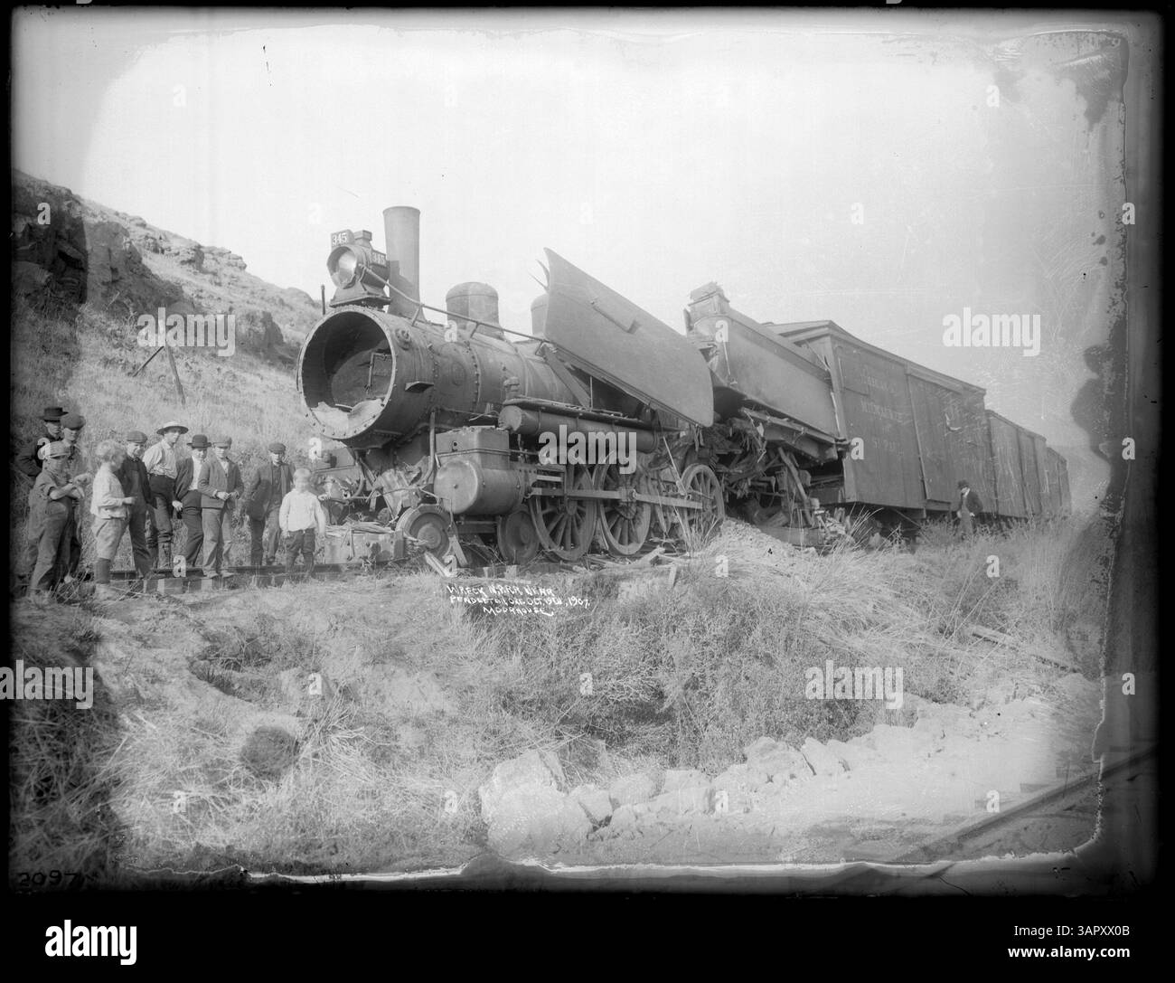 This photograph by Lee Moorhouse shows the wreck of engine no. 345 and ...