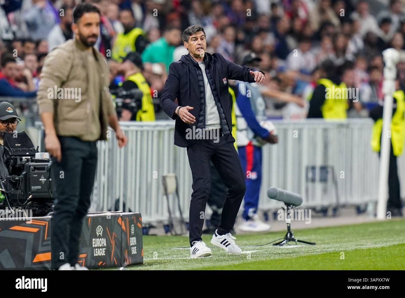 Lyon, France. 10th Apr, 2025. Lyon Manager Paulo Fonseca during the ...