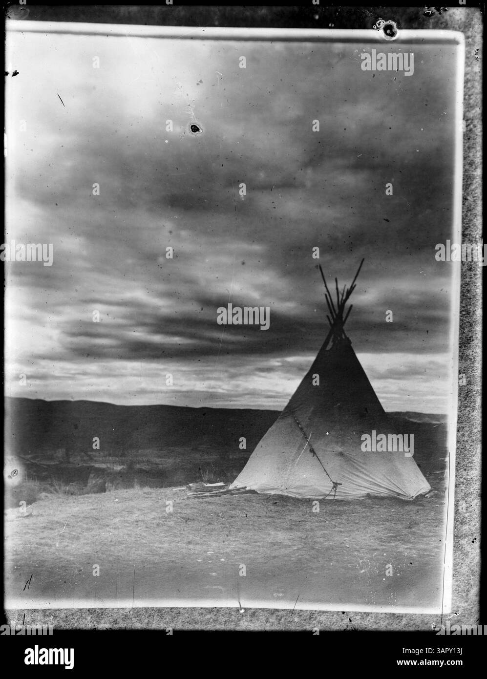 Photograph of a tipi, a traditional Native American structure, captured ...