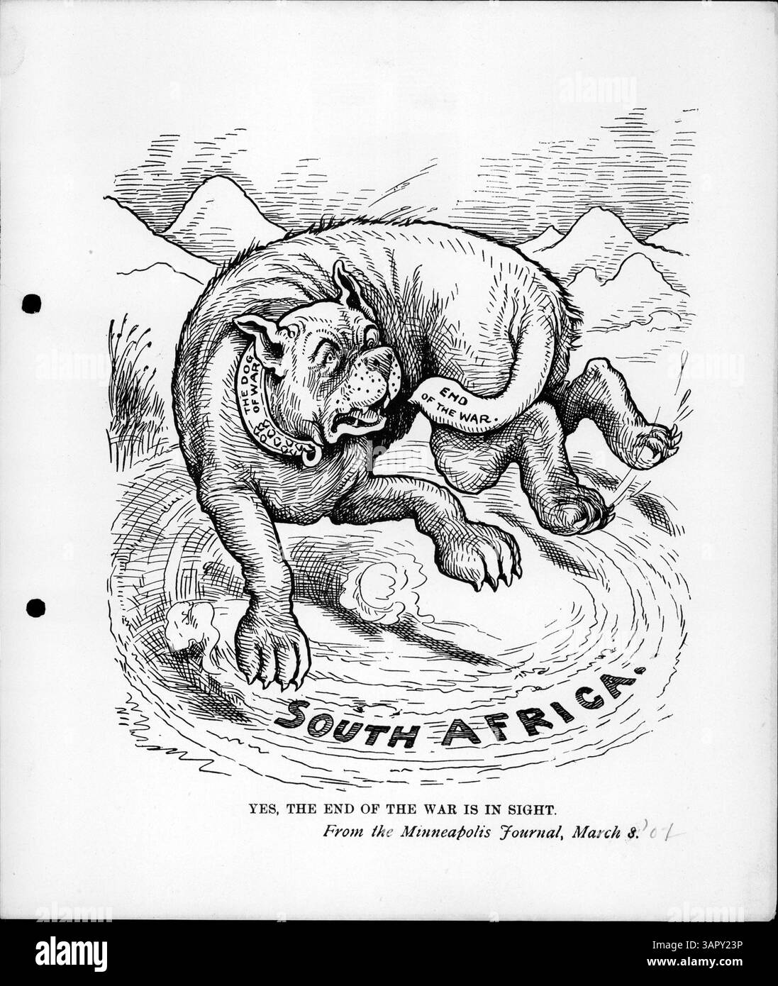 This political cartoon depicts a dog labeled hi-res stock photography ...