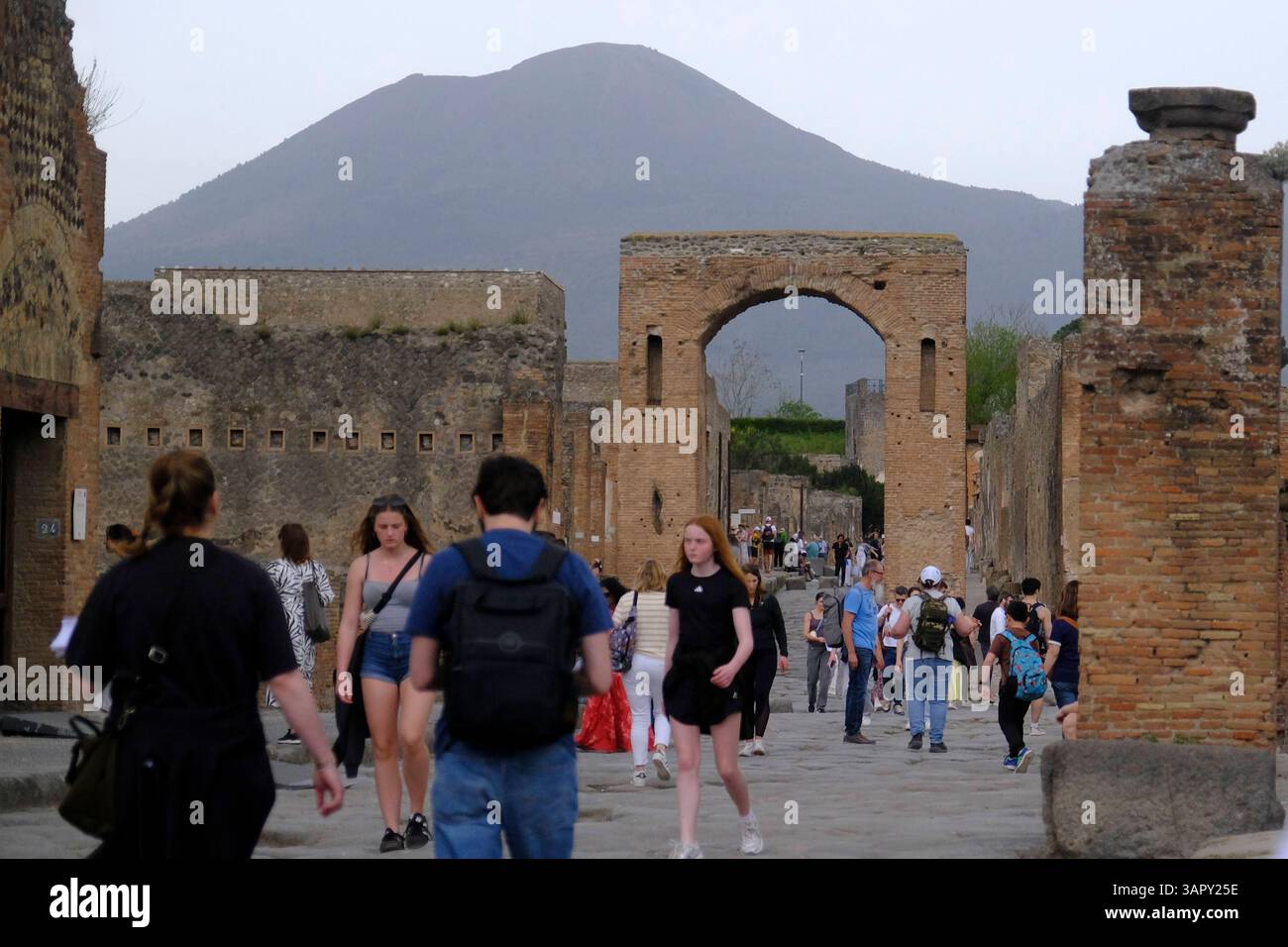 Pompeii ruin Tourists visit the archaeological site of Pompeii, which in 2024 set an all-time ...