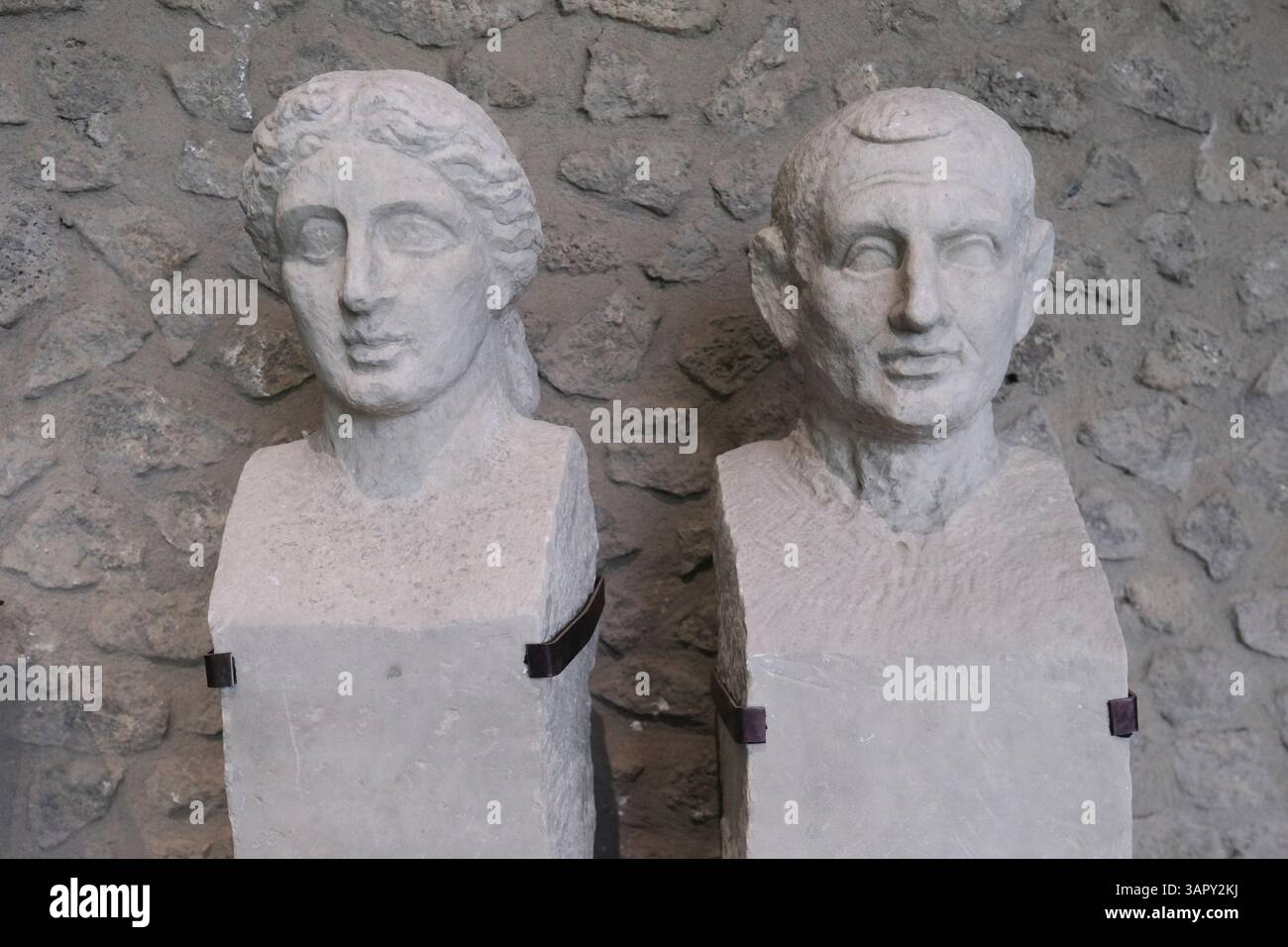 Pair of hermes portraits Travertine Pompeii outskirts, Civita Giuliana ...